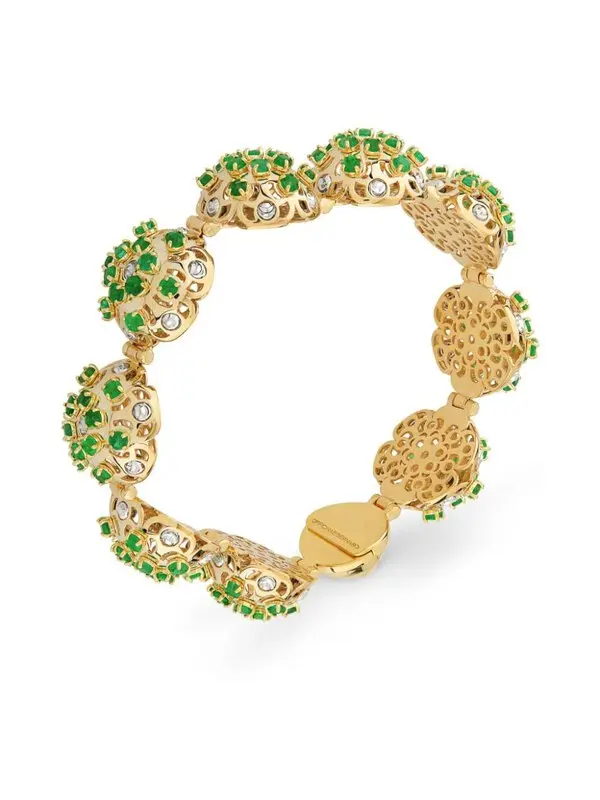 OFFICINA BERNARDI 18kt Yellow Damasco Emerald And Diamond Bracelet - Gold