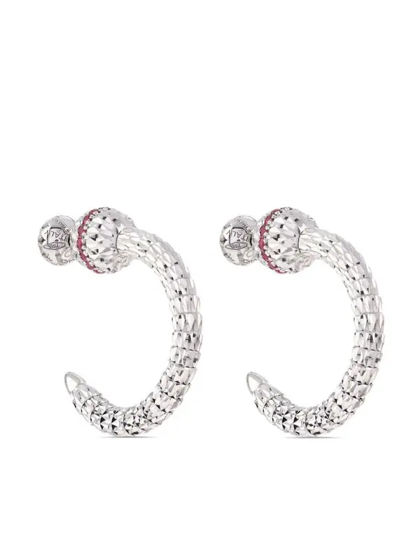 OFFICINA BERNARDI 18kt White Gold Ruby Hoop Earrings - Silver