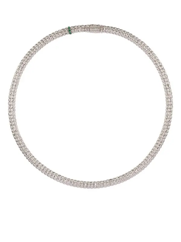 OFFICINA BERNARDI 18kt White Gold Emerald And Diamond Necklace - Silver