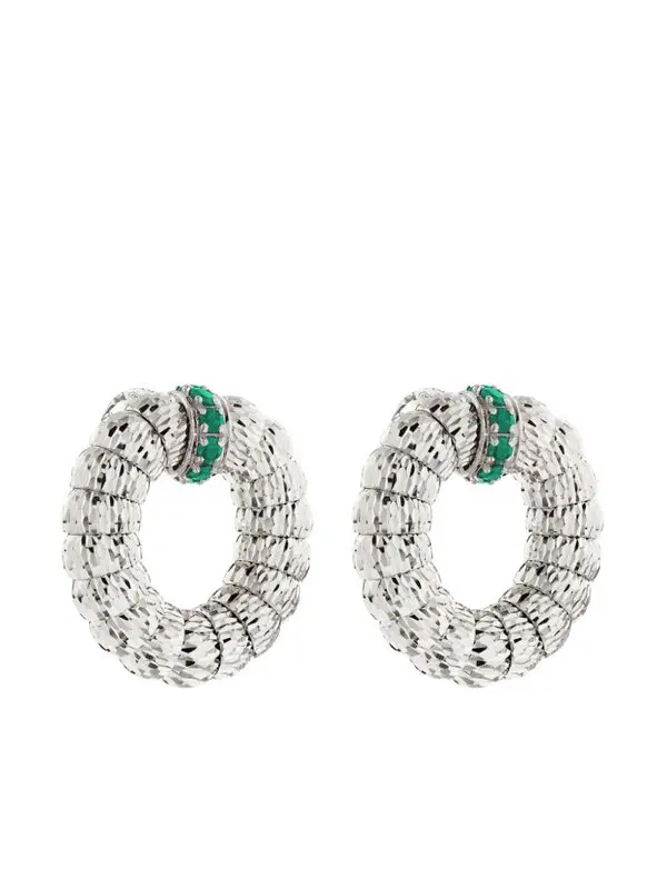 OFFICINA BERNARDI 18kt White Gold Enigma Emerald Hoop Earrings - Silver