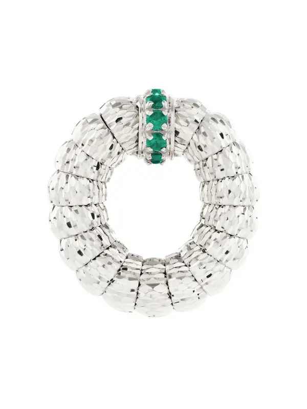 OFFICINA BERNARDI 18kt White Gold Enigma Emerald Hoop Earrings - Silver