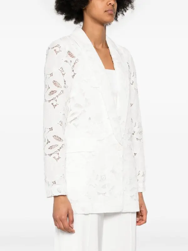 NISSA Single-breasted Floral-embroidered Blazer