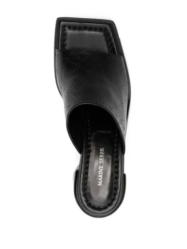 MARINE SERRE Leather Sandals - Black