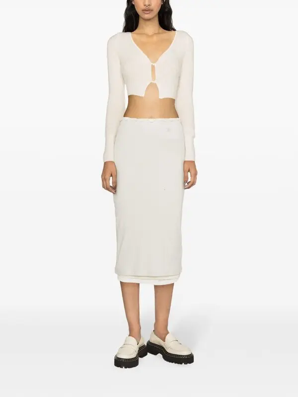 JIL SANDER Layered Cotton Midi Skirt - Neutrals