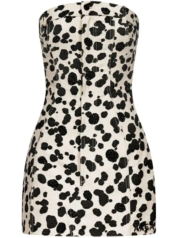AREA Dalmatian-jacquard Denim Mini Dress