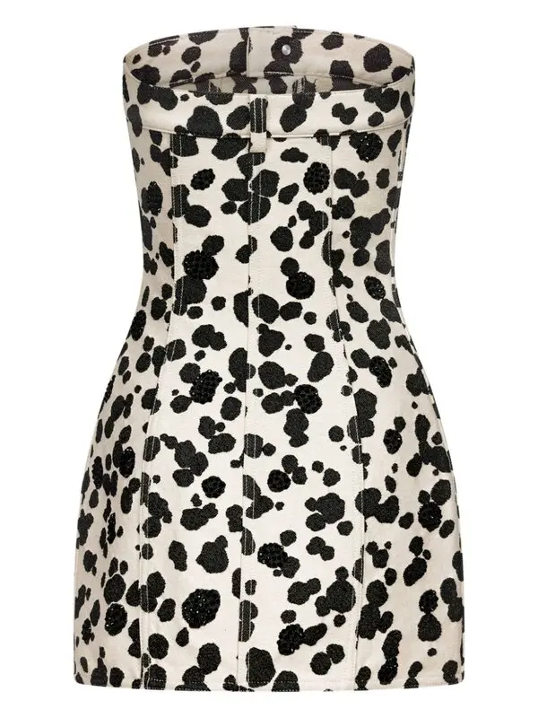 AREA Dalmatian-jacquard Denim Mini Dress