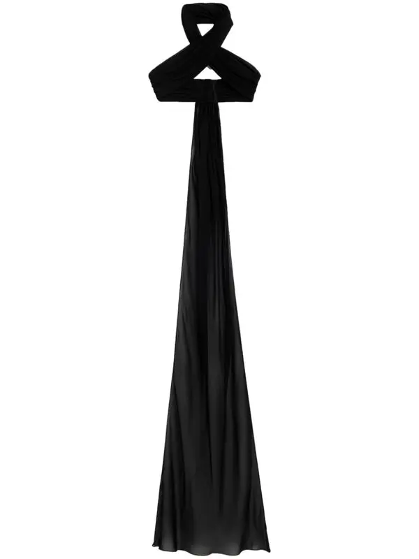 AMI Paris Silk Wrap Top - Black