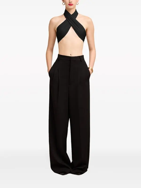 AMI Paris Silk Wrap Top - Black