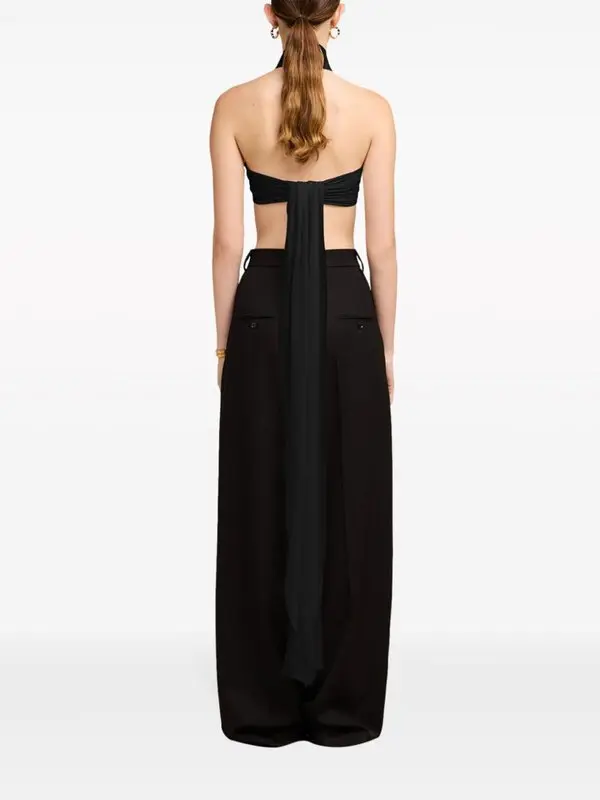AMI Paris Silk Wrap Top - Black