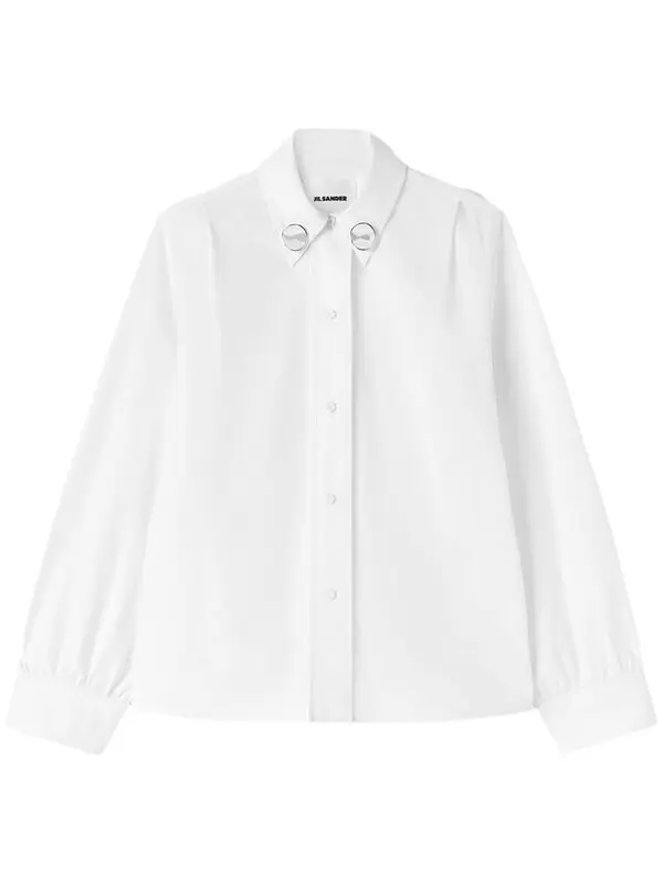JIL SANDER Jewel-clip Cotton Shirt - White