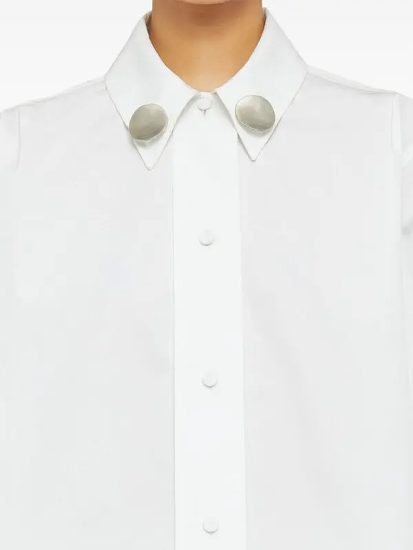 JIL SANDER Jewel-clip Cotton Shirt - White