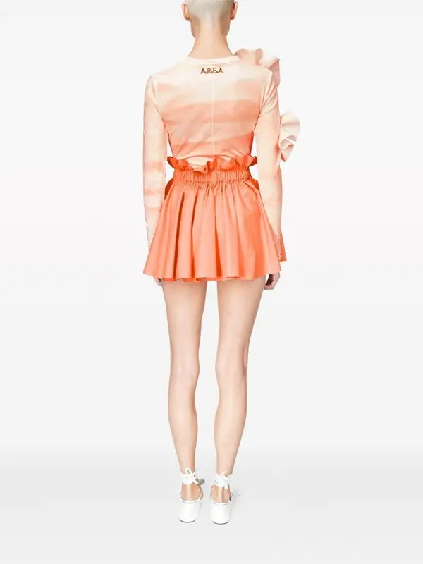 AREA Ruffled Floral Appliqué Mini Skirt