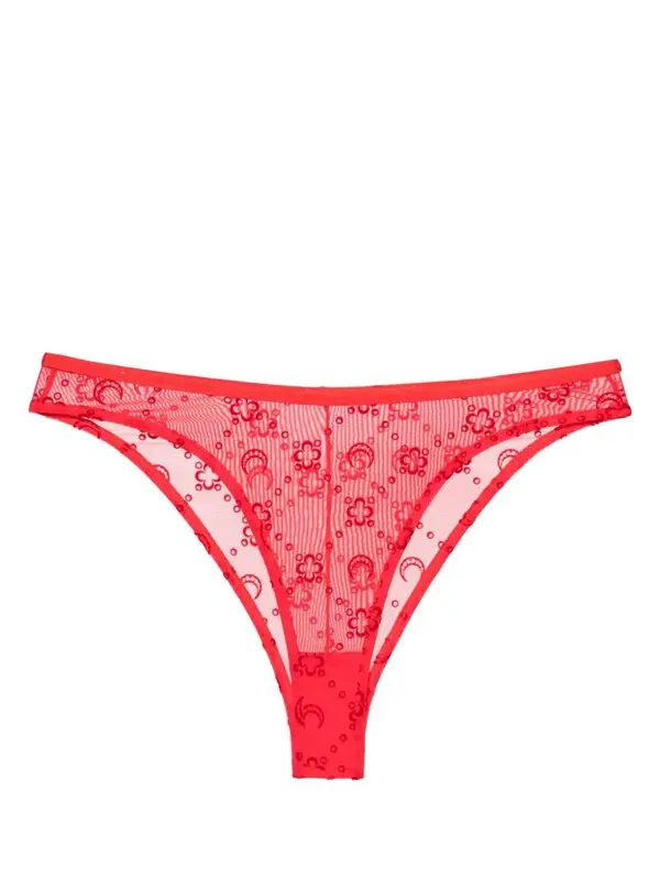 MARINE SERRE Moonogram-flocked Mesh Briefs - Red