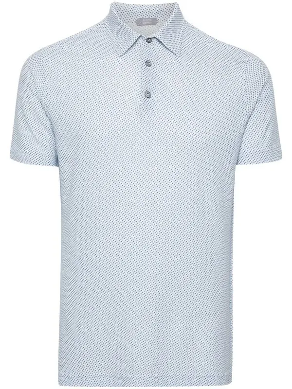 ZANONE Geometric-print Polo Shirt - Blue