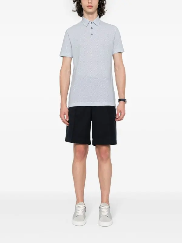 ZANONE Geometric-print Polo Shirt - Blue