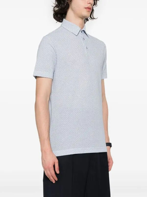 ZANONE Geometric-print Polo Shirt - Blue