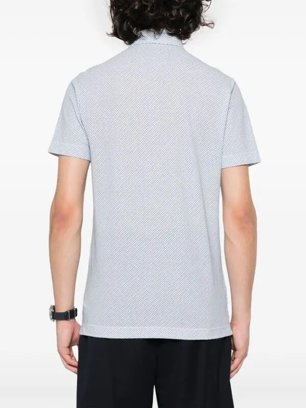 ZANONE Geometric-print Polo Shirt - Blue