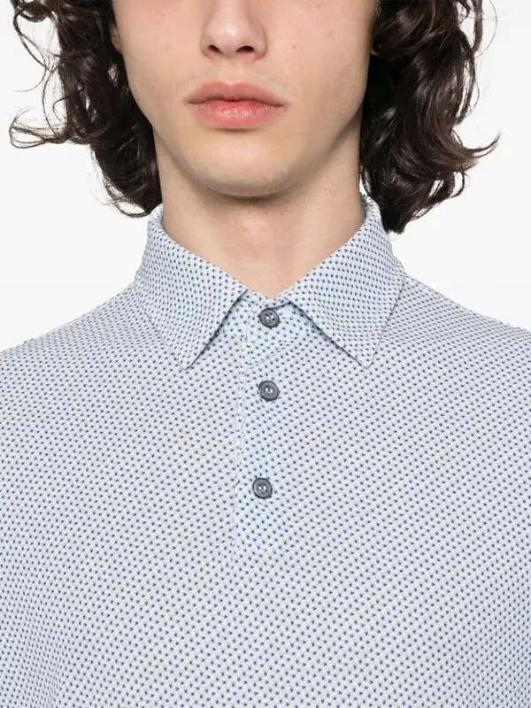 ZANONE Geometric-print Polo Shirt - Blue