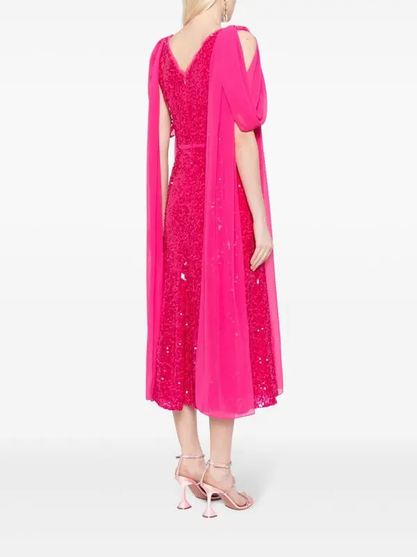 Erdem Drape-shoulder Sequin Midi Dress