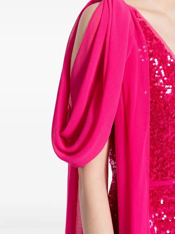 Erdem Drape-shoulder Sequin Midi Dress