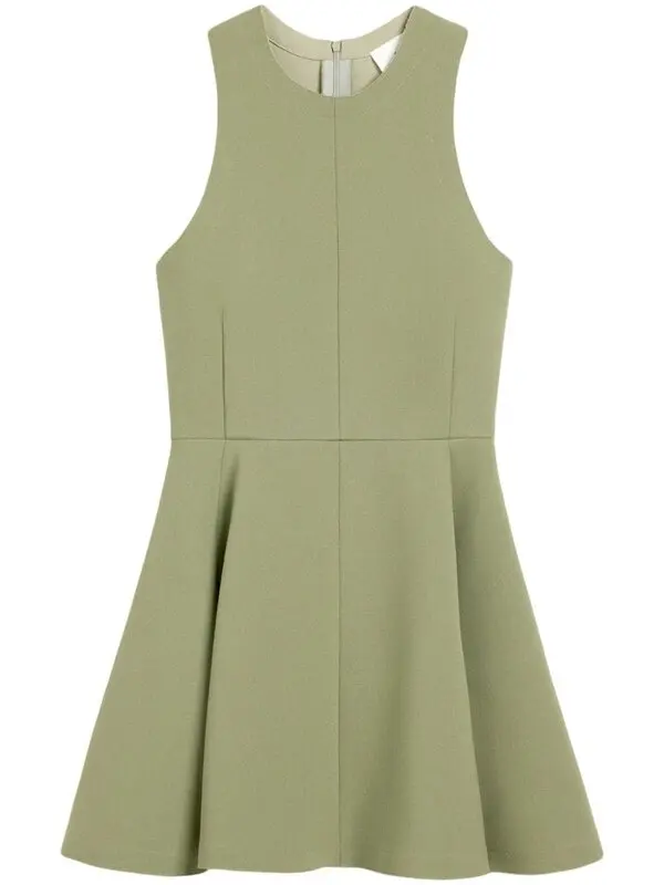 AMI Paris Virgin Wool Skater Mini Dress - Green