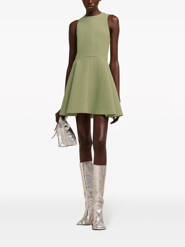 AMI Paris Virgin Wool Skater Mini Dress - Green