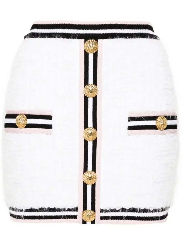 Balmain Maze Monogram-jacquard Miniskirt - White