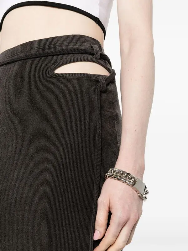 スカート ena OTTOLINGER RIB SKIRT / BLK OTTOLINGER Asymmetrical Ribbed Mini Skirt With Ruffle Detail
