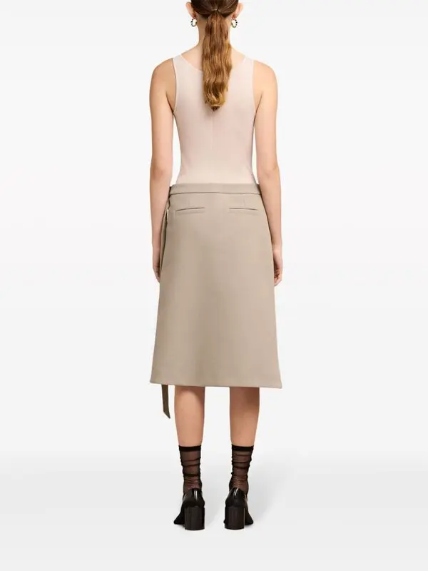 Ami Virgin Wool Wrap Midi Skirt