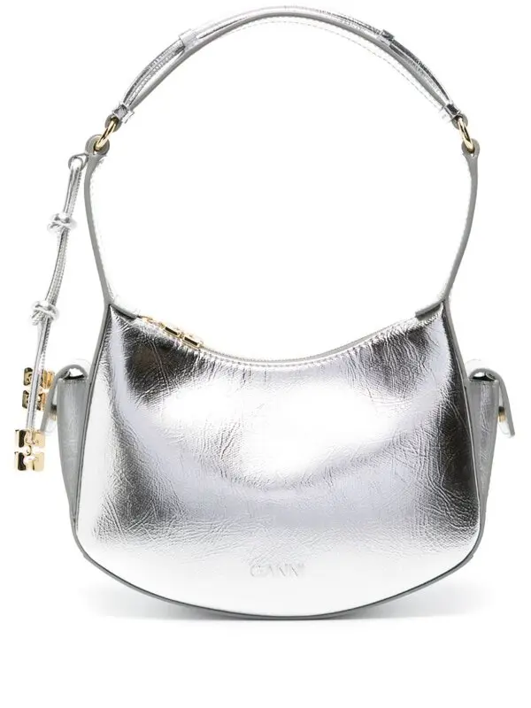 GANNI Swing Metallic Shoulder Bag - Silver