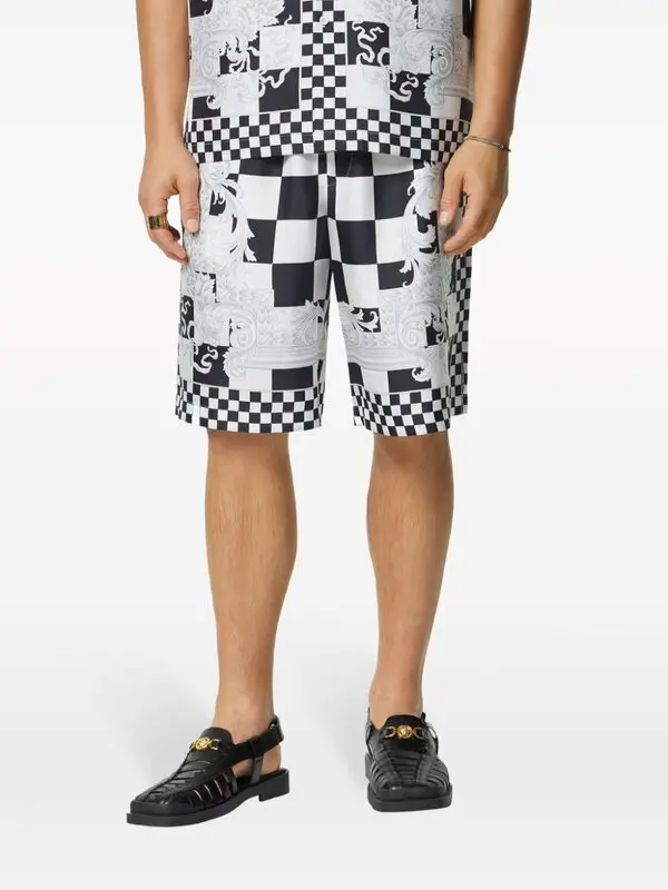 Versace Barocco Check-print Shorts - Black