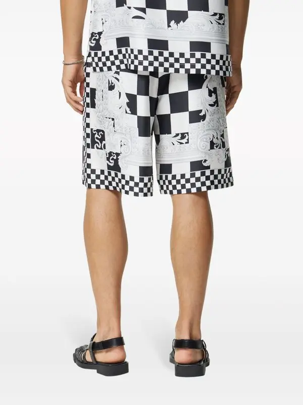 Versace Barocco Check-print Shorts - Black