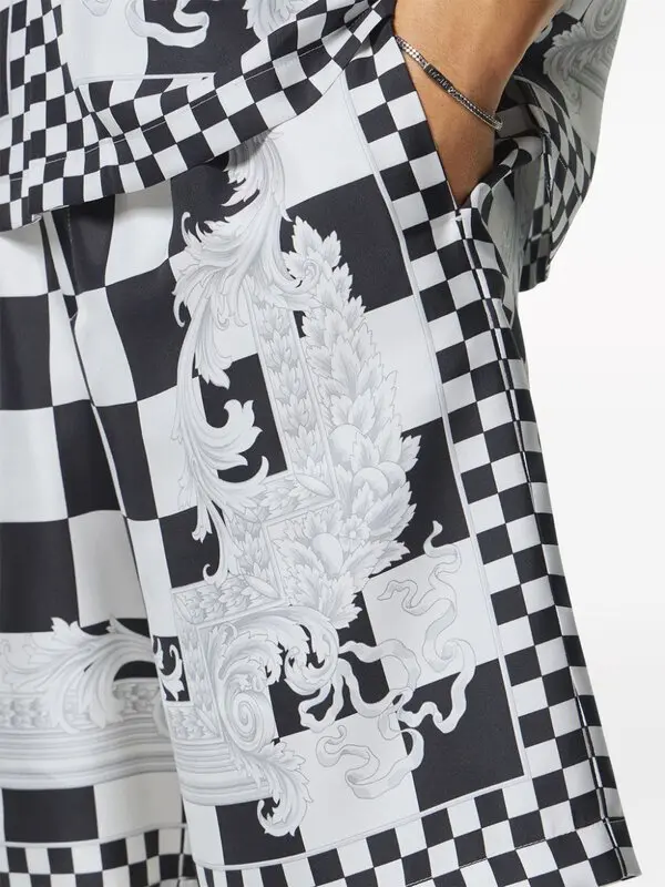 Versace Barocco Check-print Shorts - Black