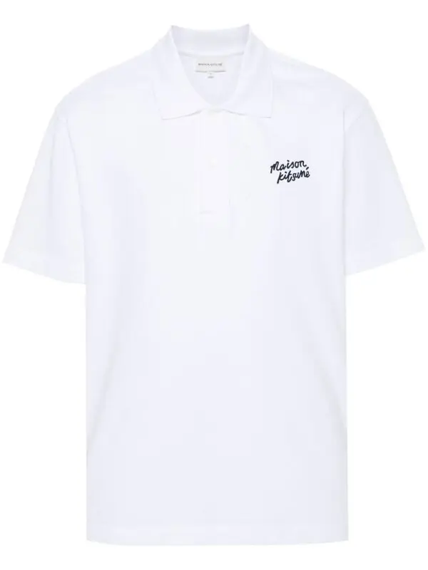Maison Kitsuné Handwriting Cotton Polo Shirt - White