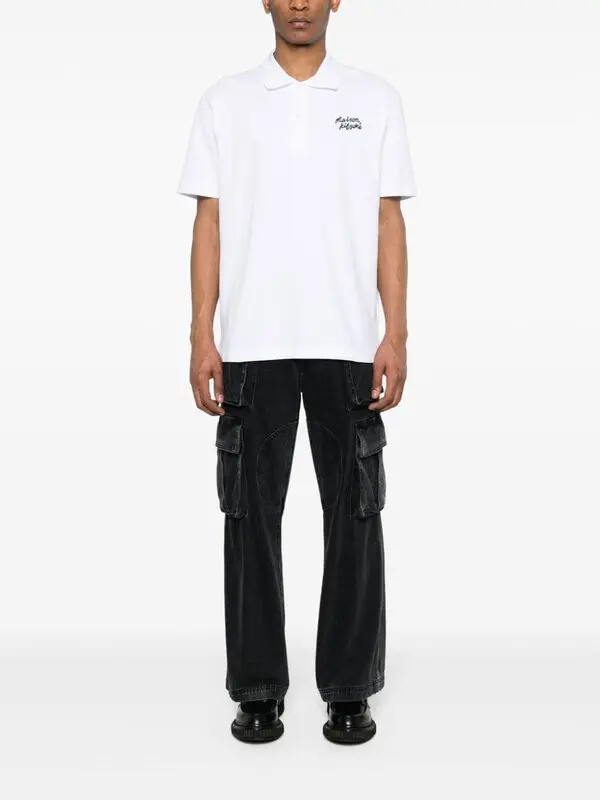 Maison Kitsuné Handwriting Cotton Polo Shirt - White