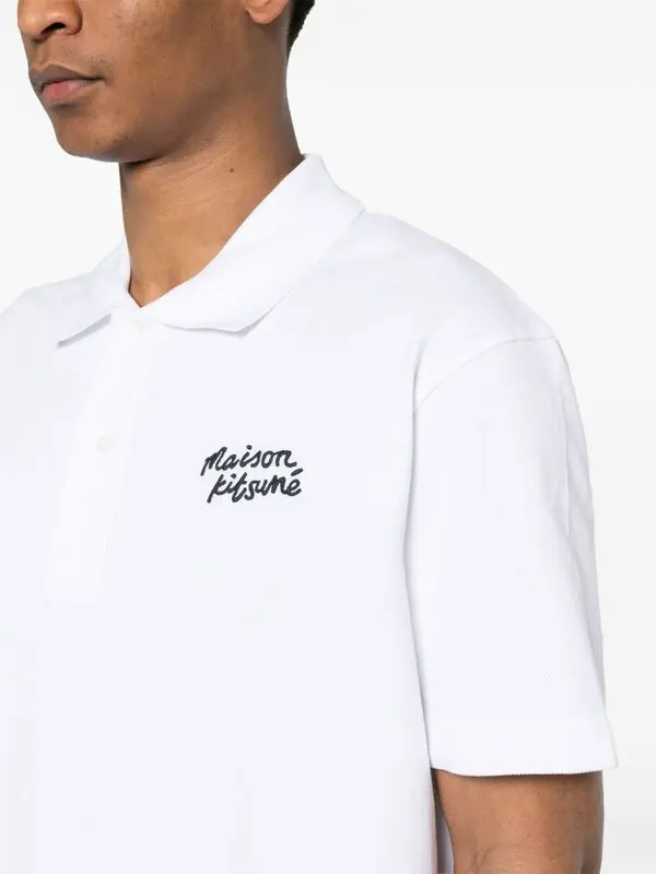 Maison Kitsuné Handwriting Cotton Polo Shirt - White