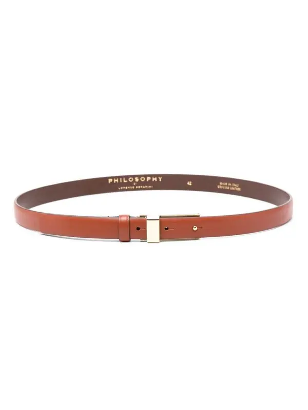 Philosophy Di Lorenzo Serafini Engraved-logo Leather Belt - Brown