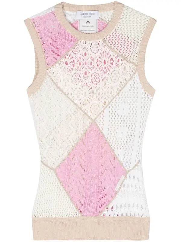 MARINE SERRE Regenerated Crochet-knit Top
