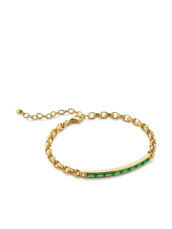 Monica Vinader Baguette Emerald Chain Bracelet - Gold