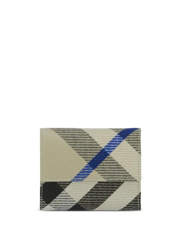 Burberry Checked Leather Wallet - Neutrals