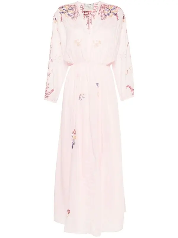 FORTE_FORTE Embroidered V-neck Maxi Dress