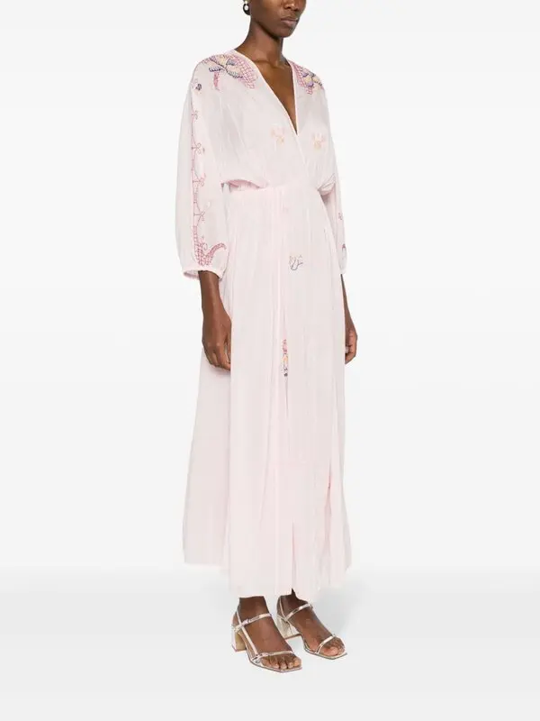 FORTE_FORTE Embroidered V-neck Maxi Dress