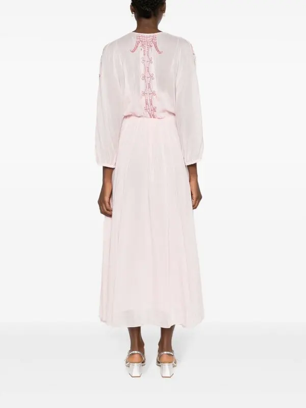 FORTE_FORTE Embroidered V-neck Maxi Dress