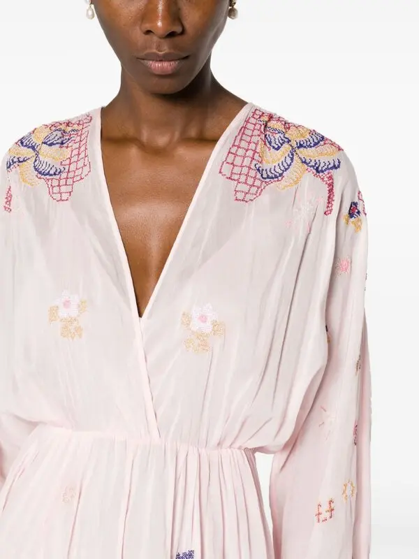 FORTE_FORTE Embroidered V-neck Maxi Dress