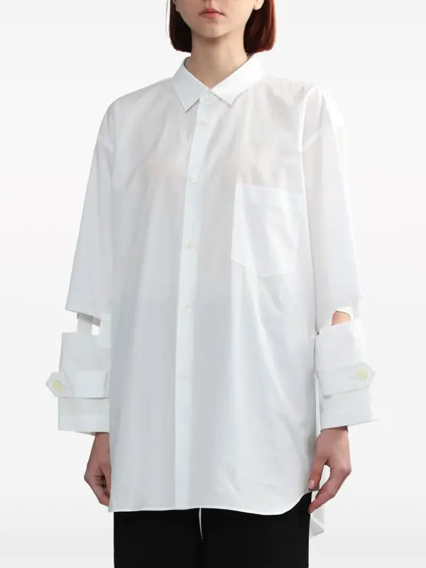Comme Des Garçons Cut-out Cotton-poplin Shirt