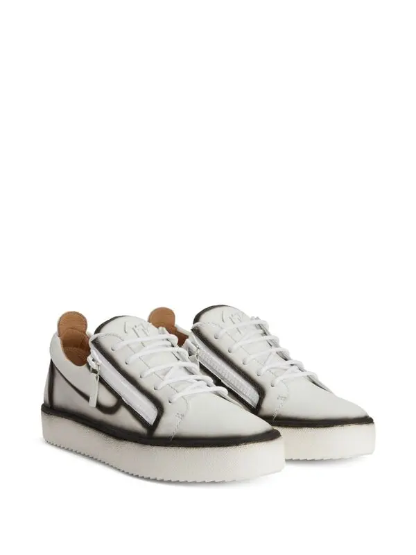 GIUSEPPE ZANOTTI Frankie Seam-detail Double-zip Low-top Sneakers - White