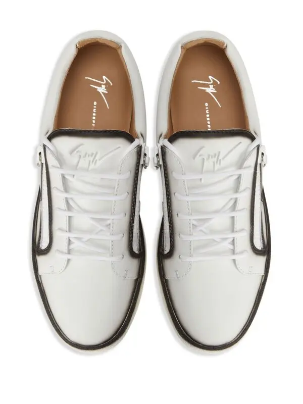 GIUSEPPE ZANOTTI Frankie Seam-detail Double-zip Low-top Sneakers - White