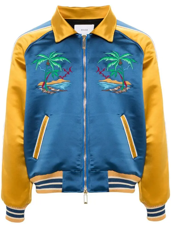 Rhude Palm Eagles Souvenir Bomber Jacket - Blue