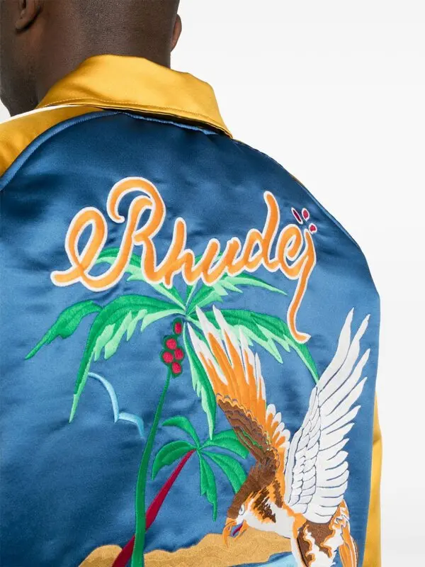 Rhude Palm Eagles Souvenir Bomber Jacket - Blue