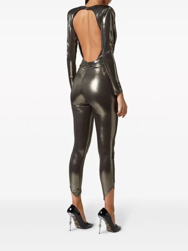 Philipp Plein Crystal-embellished Lamé Jumpsuit - Gold